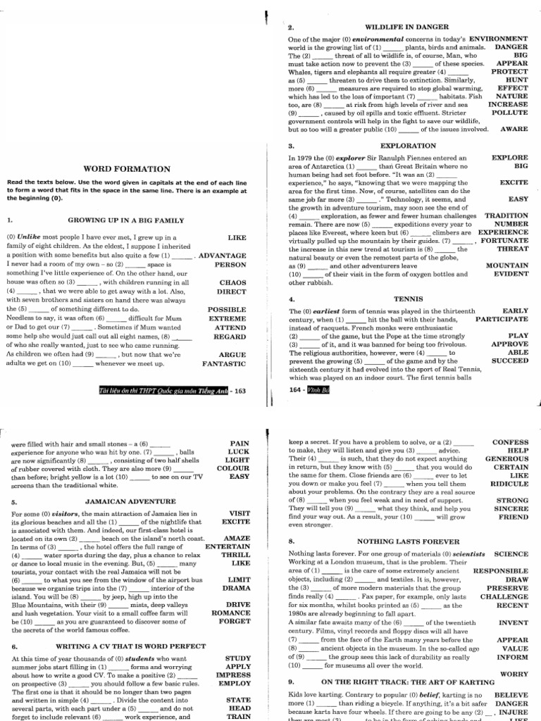 Vĩnh Bá Word Formation 1-17 | PDF