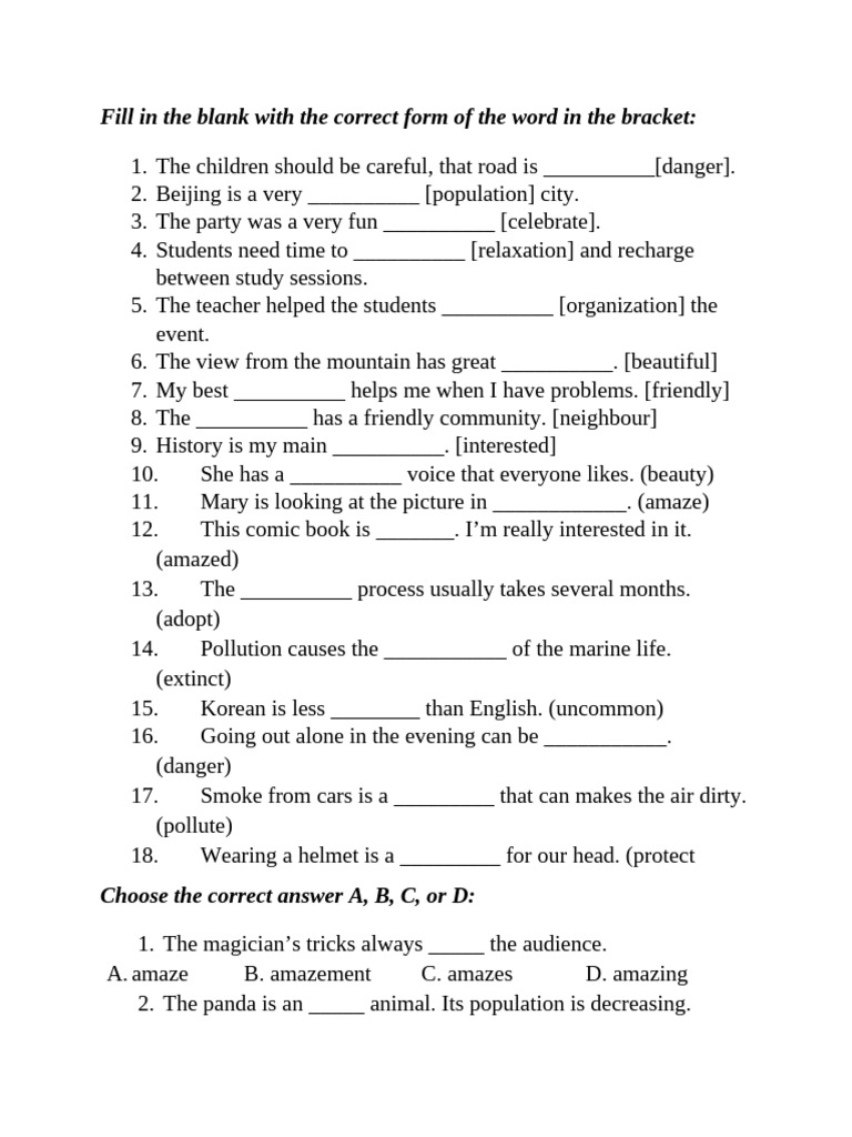 Vocabulary Fill-in-the-Blank Exercise | PDF