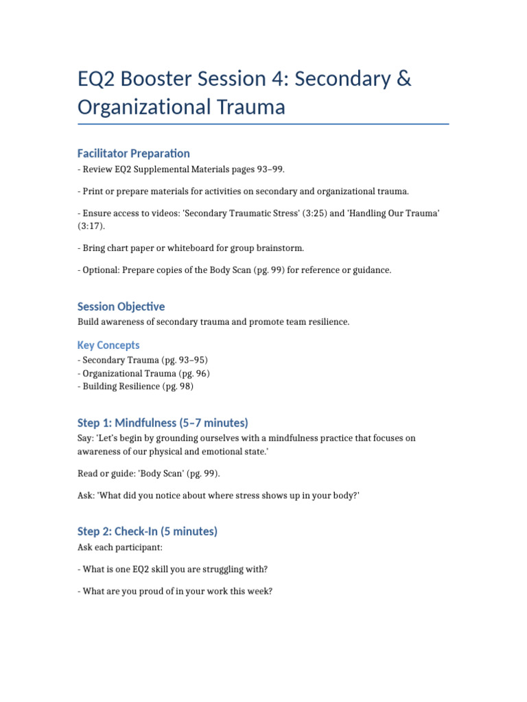 Session4 FacilitatorGuide | PDF | Psychological Trauma | Psychological Resilience