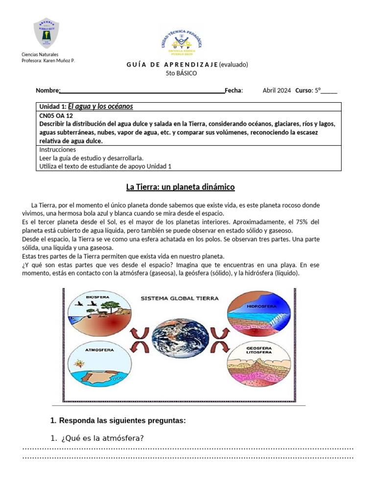Distribución del Agua en la Tierra | PDF | Océanos | Agua