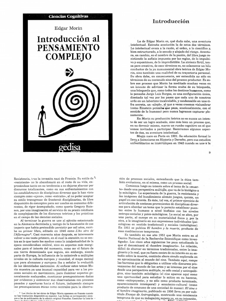 Morin, Introducción Al Pensamiento Complejo | PDF | Universo | Pensamiento
