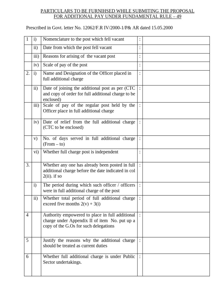 Proposal Details for FR-49 Additional Pay | PDF