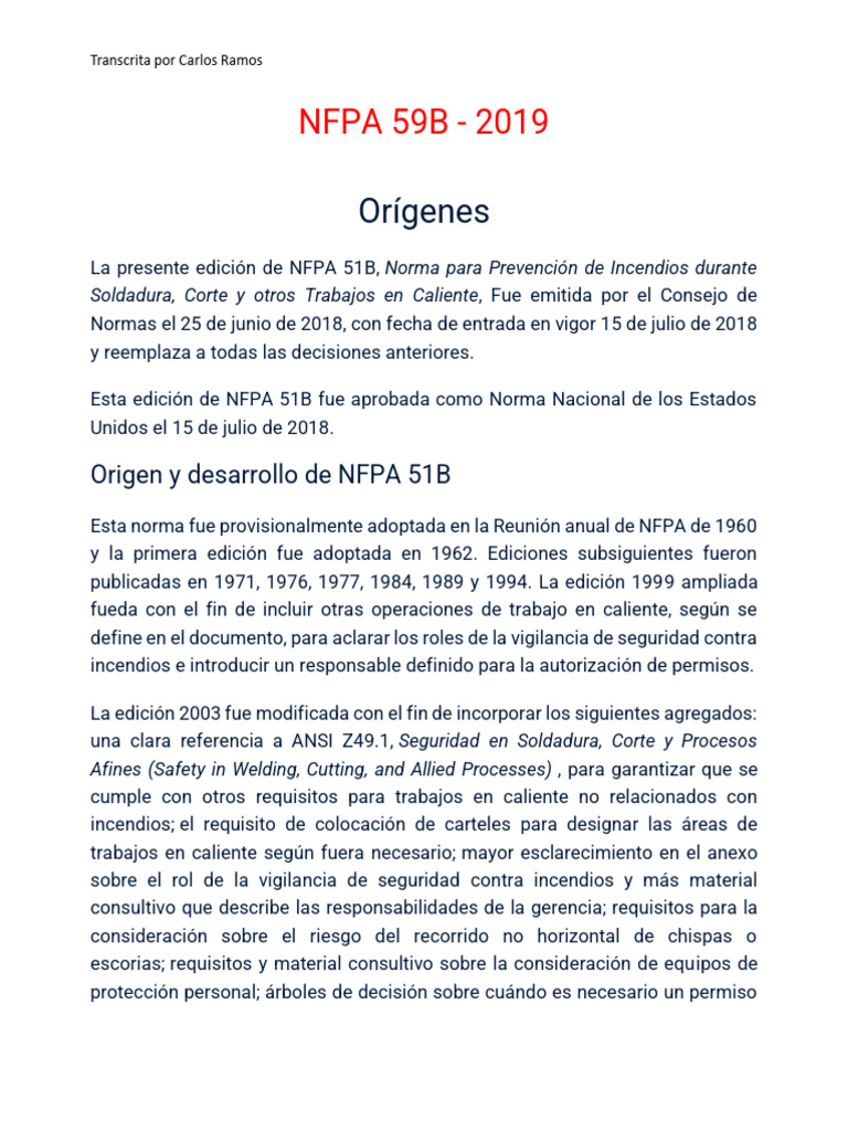 Nfpa 51B | PDF | Soldadura | Construcción