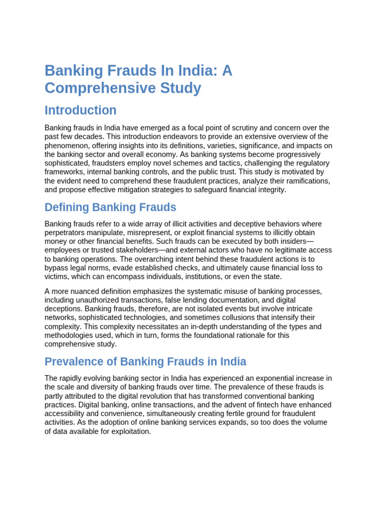 Banking Frauds In India_ A Comprehensive Study | PDF | Security ...