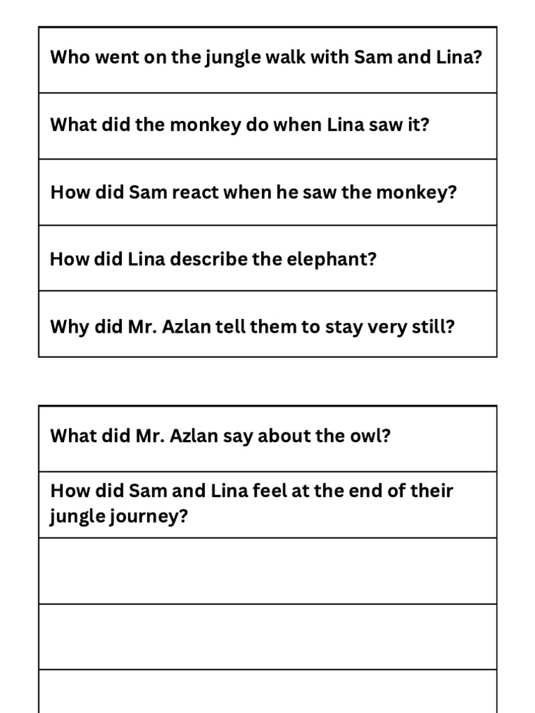 Who Went On The Jungle Walk With Sam and Lina | PDF