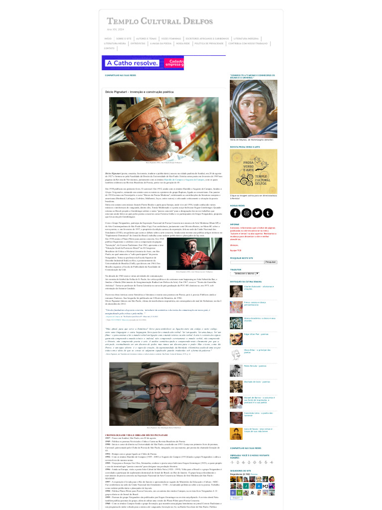 Décio Pignatari - invenção e construção poética _ Templo Cultural ...