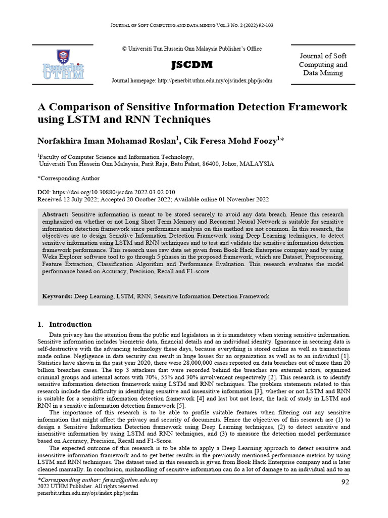 A Comparison of Sensitive Information Detection Framework Using LSTM ...