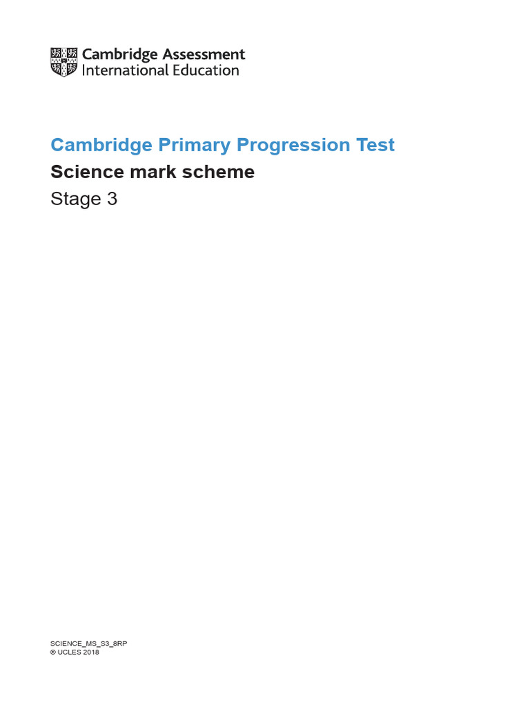 Progress Test Y3 2018 SC P1 MS | PDF