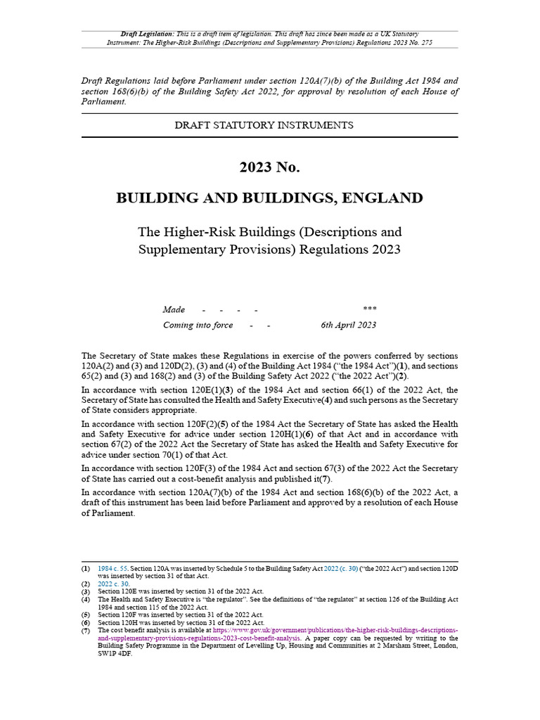 The Higher-Risk Buildings (Descriptions and Supplementary Provisions ...