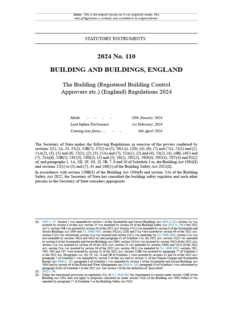 Building Control Regulations 2024 | PDF | Building