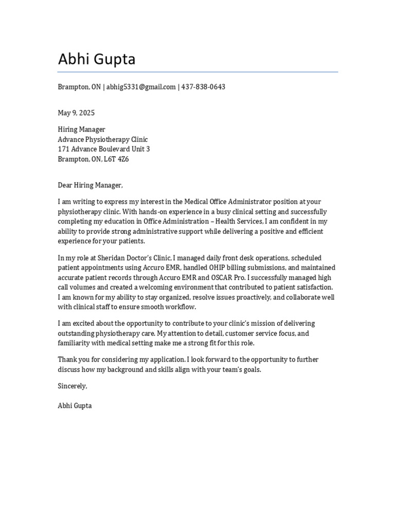 Abhi Gupta - Cover Letter | PDF