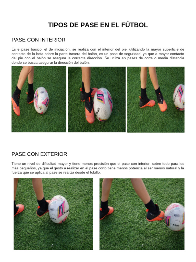 Tipos de Pases en el Fútbol | PDF