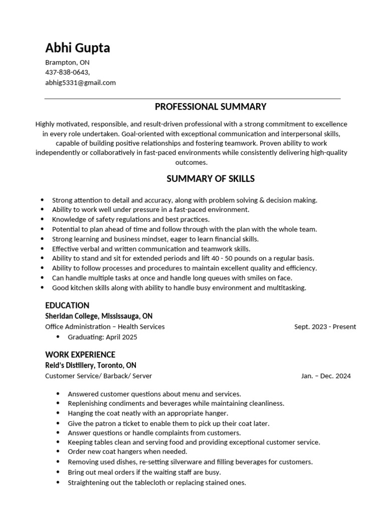 Dishwasher Resume Summary | PDF | Waiting Staff | Restaurants