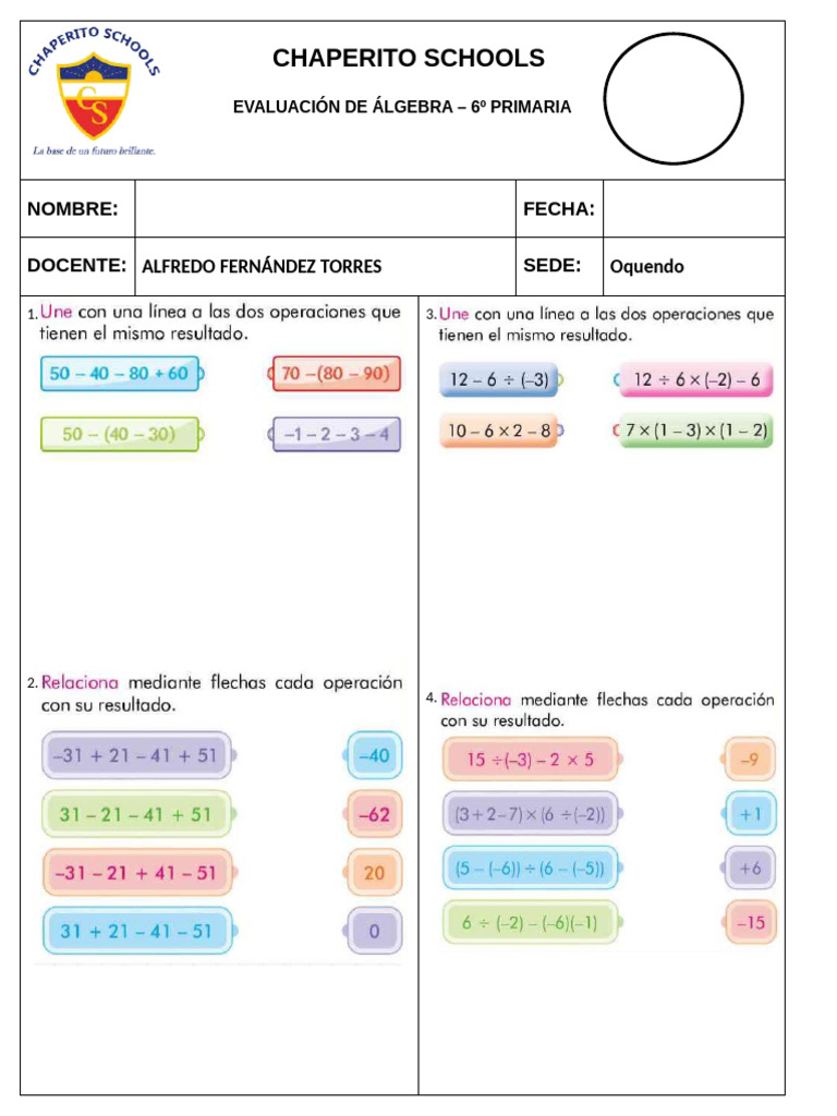 Álgebra 6to de Primaria | PDF