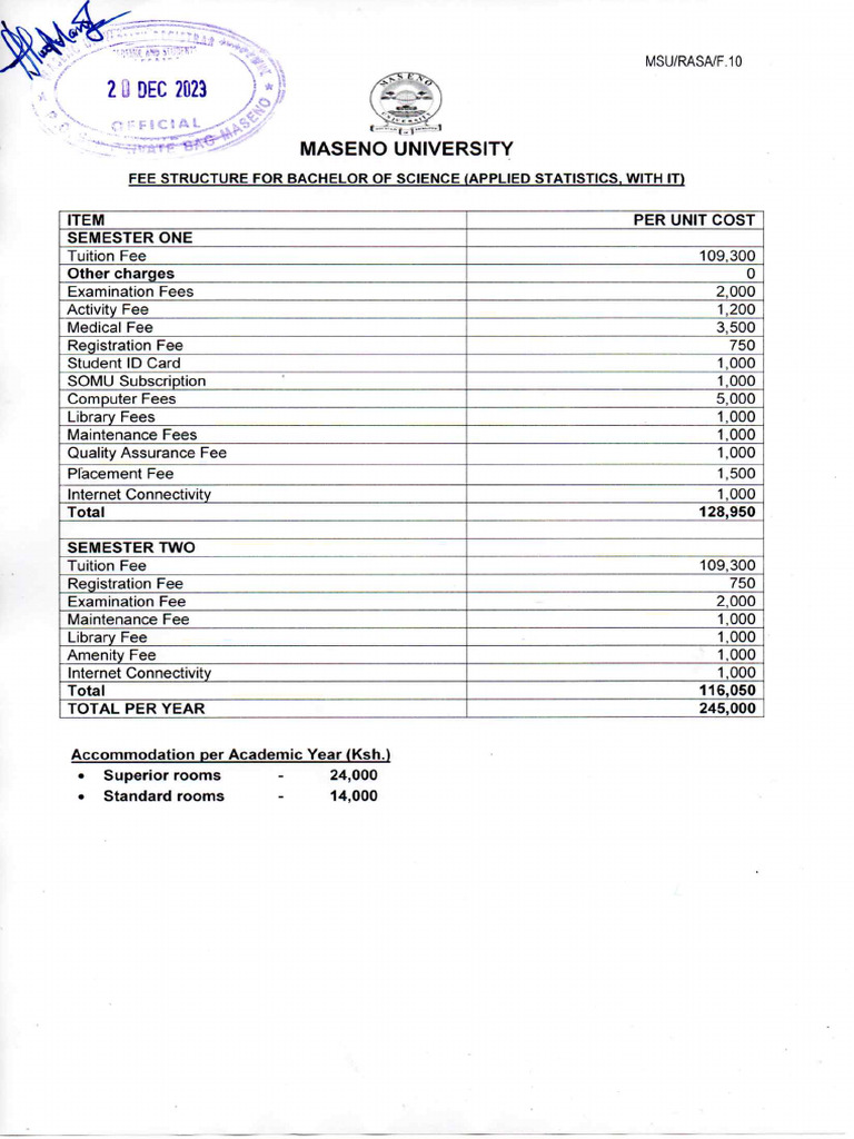 BSC APPLIED STATISTICS WITH IT FEE STRUCTURE | PDF