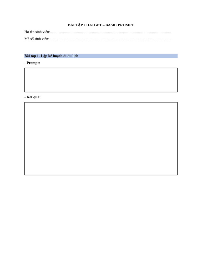 CHAT GPT - Bai Tap Basic Prompt | PDF