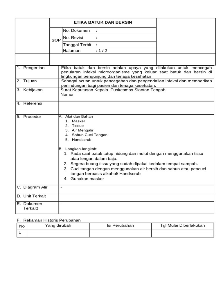 Sop Etika Batuk Dan Bersin | PDF