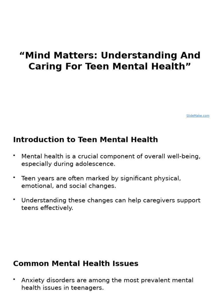 Mind Matters - Understanding and Caring For Teen Mental Health | PDF ...
