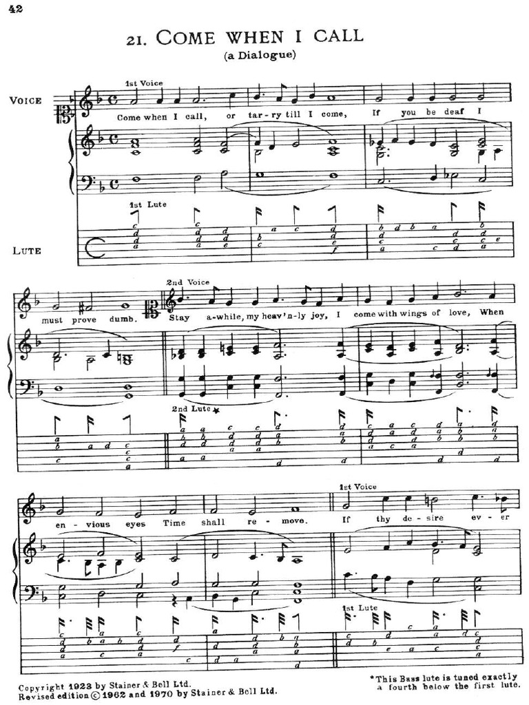 Come When I Call - Dowland Dueto | PDF