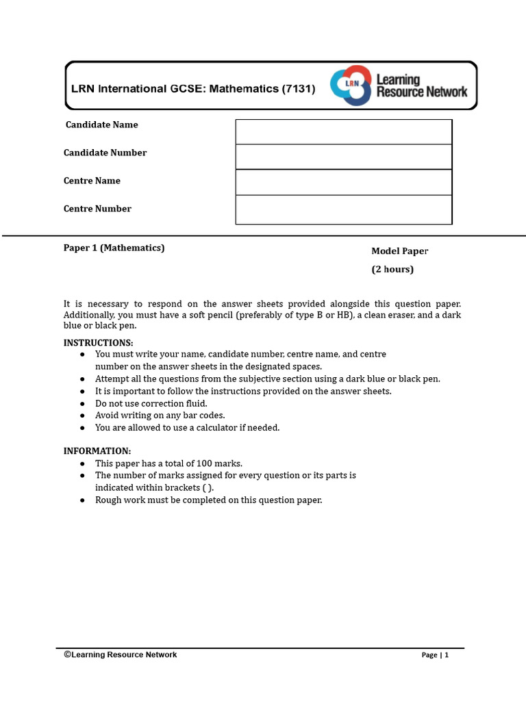 MATH International GCSE P1 V1 | PDF | Triangle | Elementary Geometry