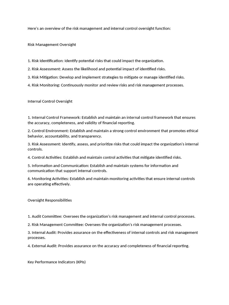 3.7.risk Management and Internal Control Oversight Function | PDF ...