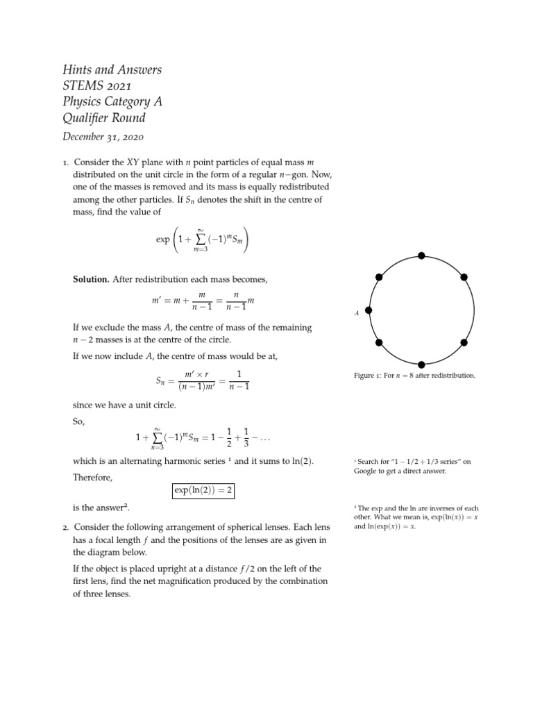 Physics Qualifier Round - Problems & Solutions - STEMS 2021 | PDF | Hamiltonian (Quantum ...