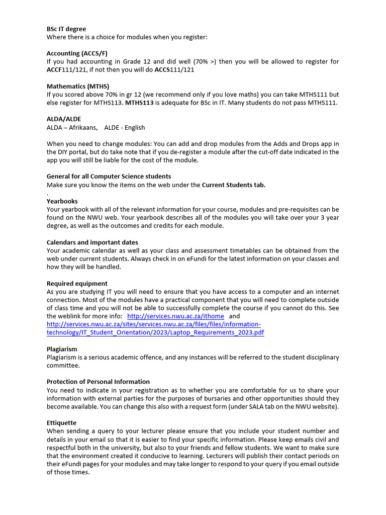 BSc+IT+degree+and+CS IS+info+Feb+2023 | PDF