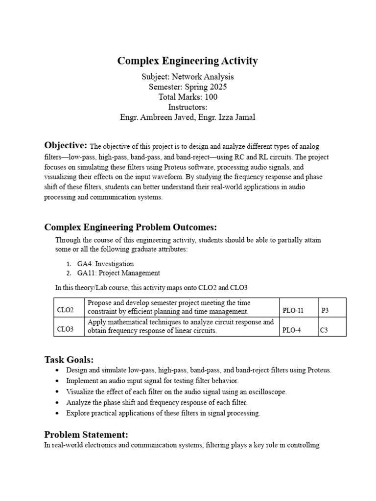 Complex Engineering Problem | PDF | Electronic Filter | Low Pass Filter