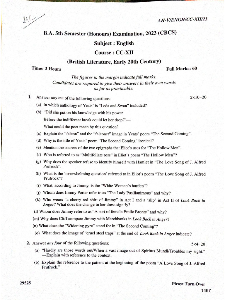 2 Hons Sem-V 2023 CC-12 | PDF