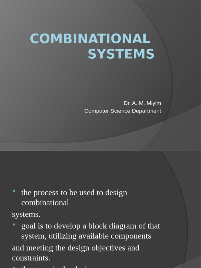 Combinational Systems | PDF | Logic Gate | Boolean Algebra
