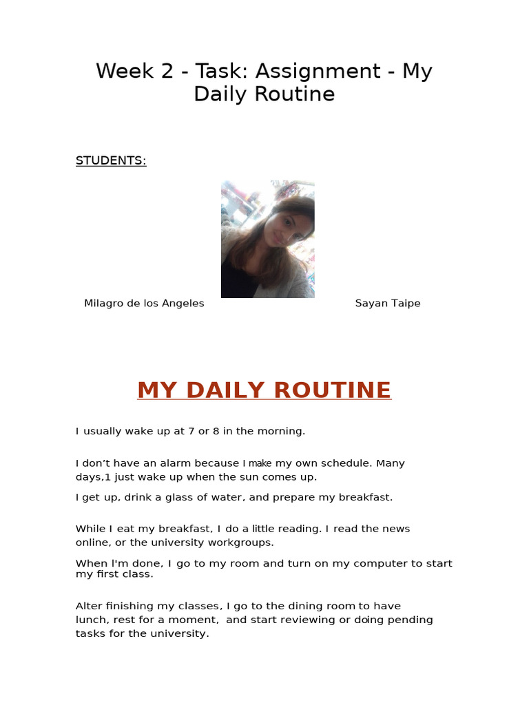 My Daily Routine: A Student's Schedule | PDF
