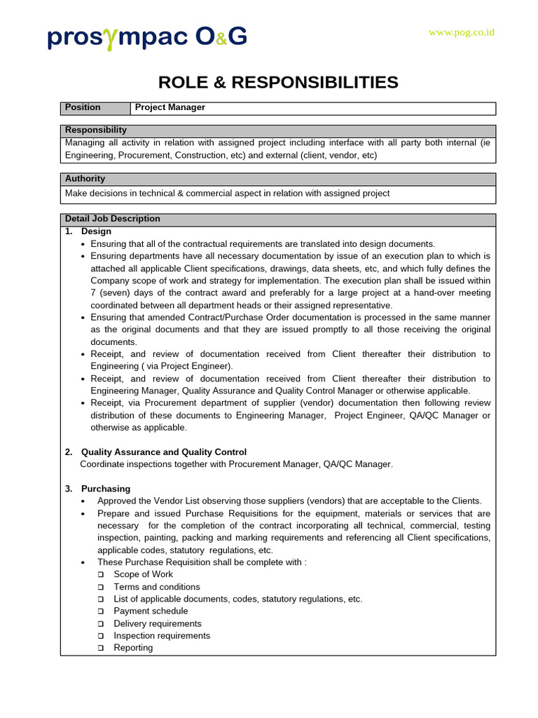Role of Project Manager | PDF | Quality Assurance | Procurement