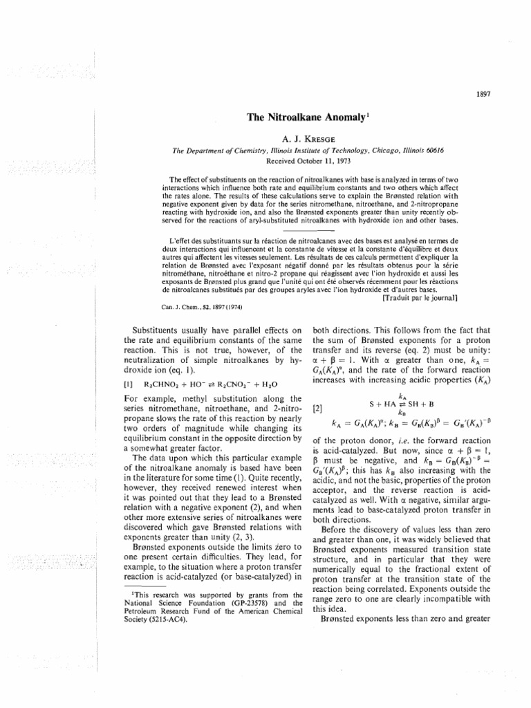 Kresge 2011 The Nitroalkane Anomaly | PDF | Chemical Bond | Chemical ...