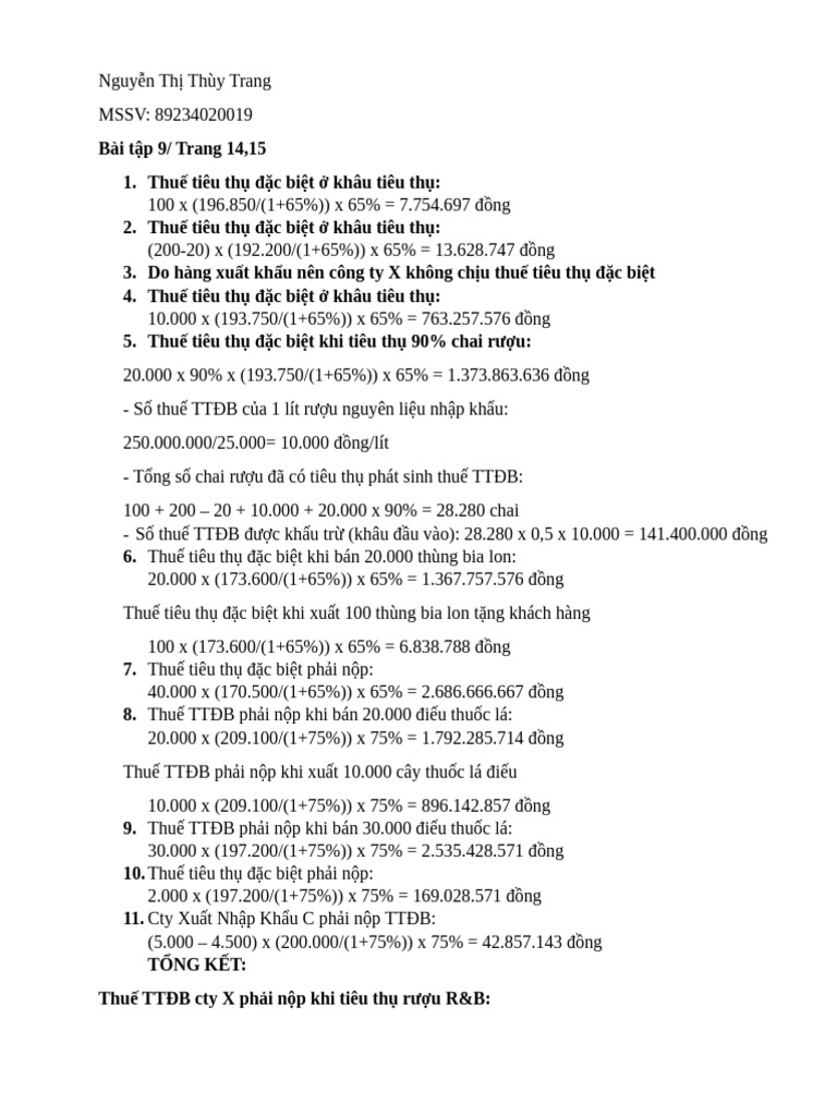 TAX BT9 Trang 14.15 | PDF