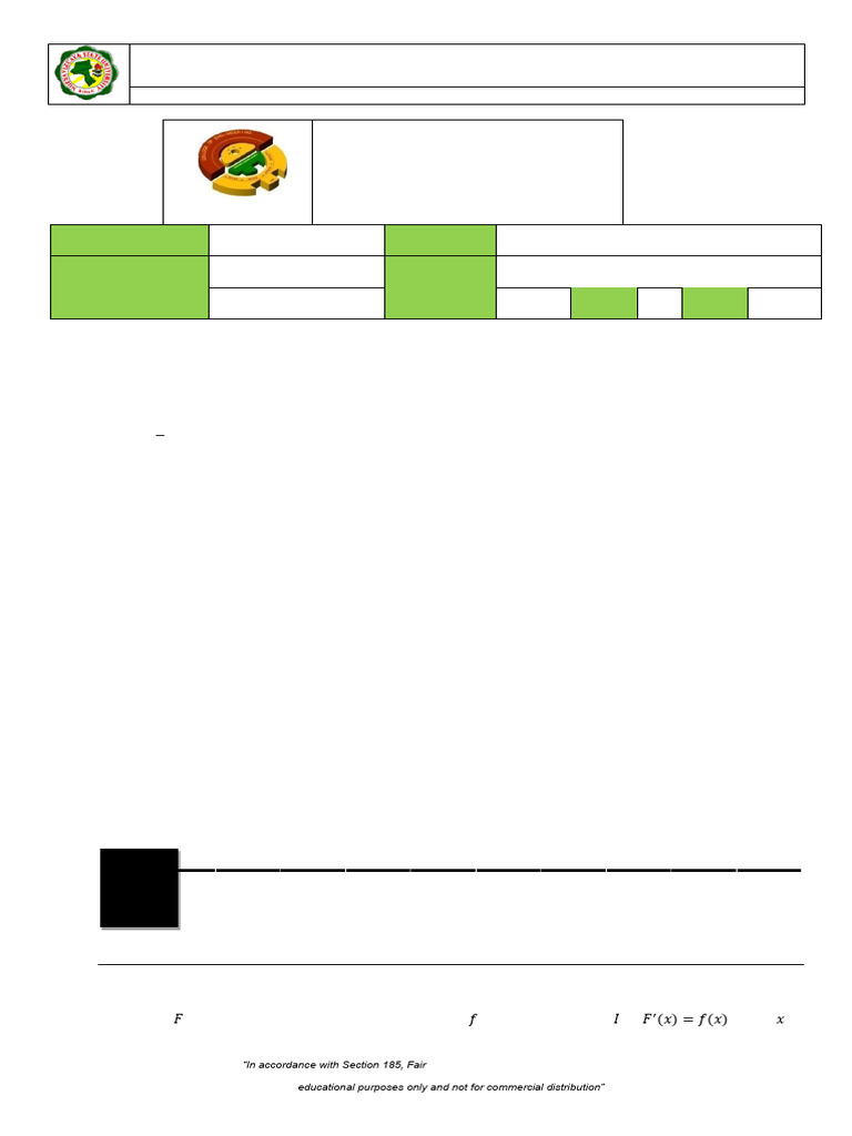 Integral Calculus Im No 1 Pdf Integral Function Mathematics