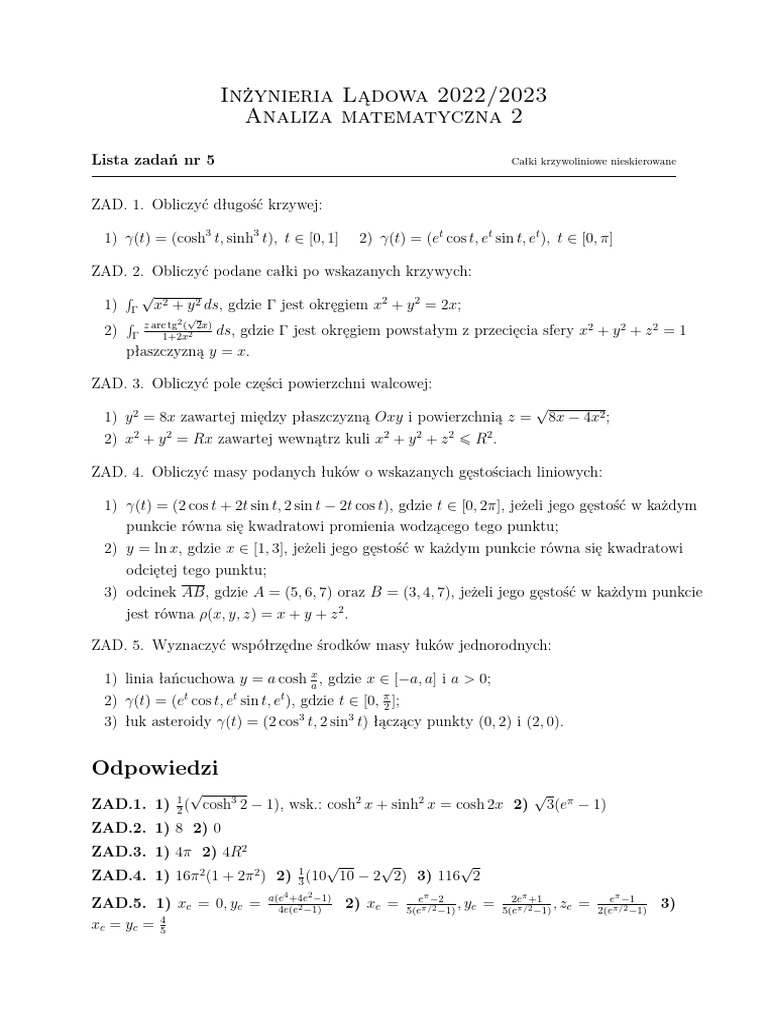 Lista5 - calkiKrzywolinioweNieskierowane | PDF