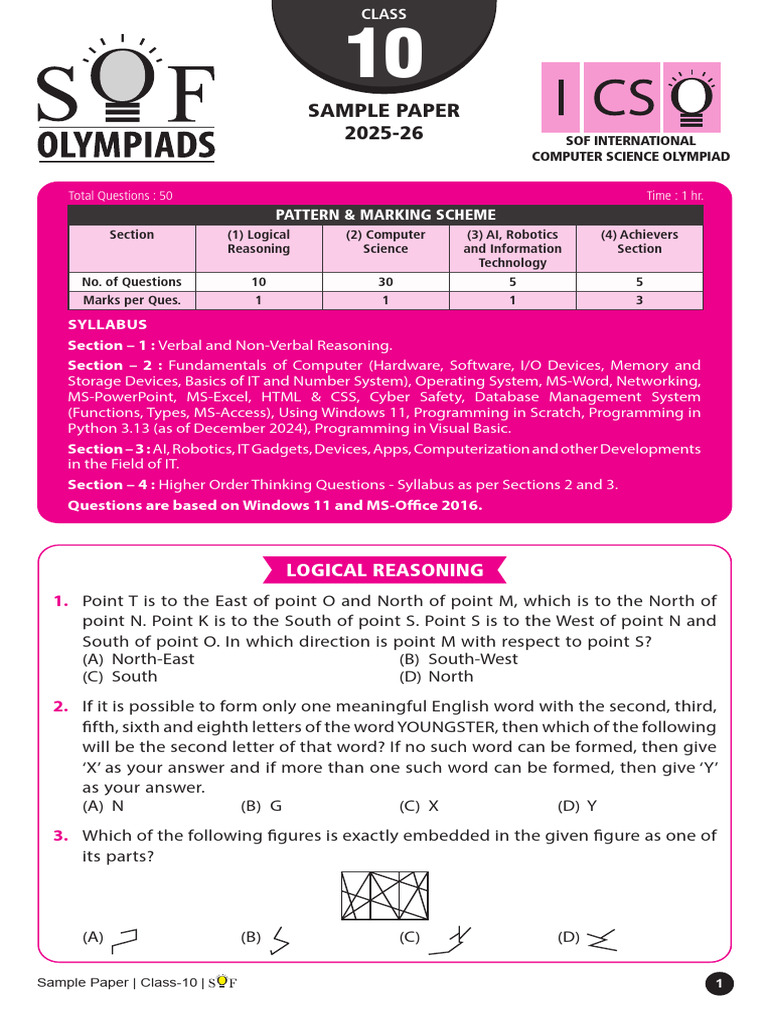 Icso Sample Paper Class-10 2025-26 | PDF | Computer Network | Network ...