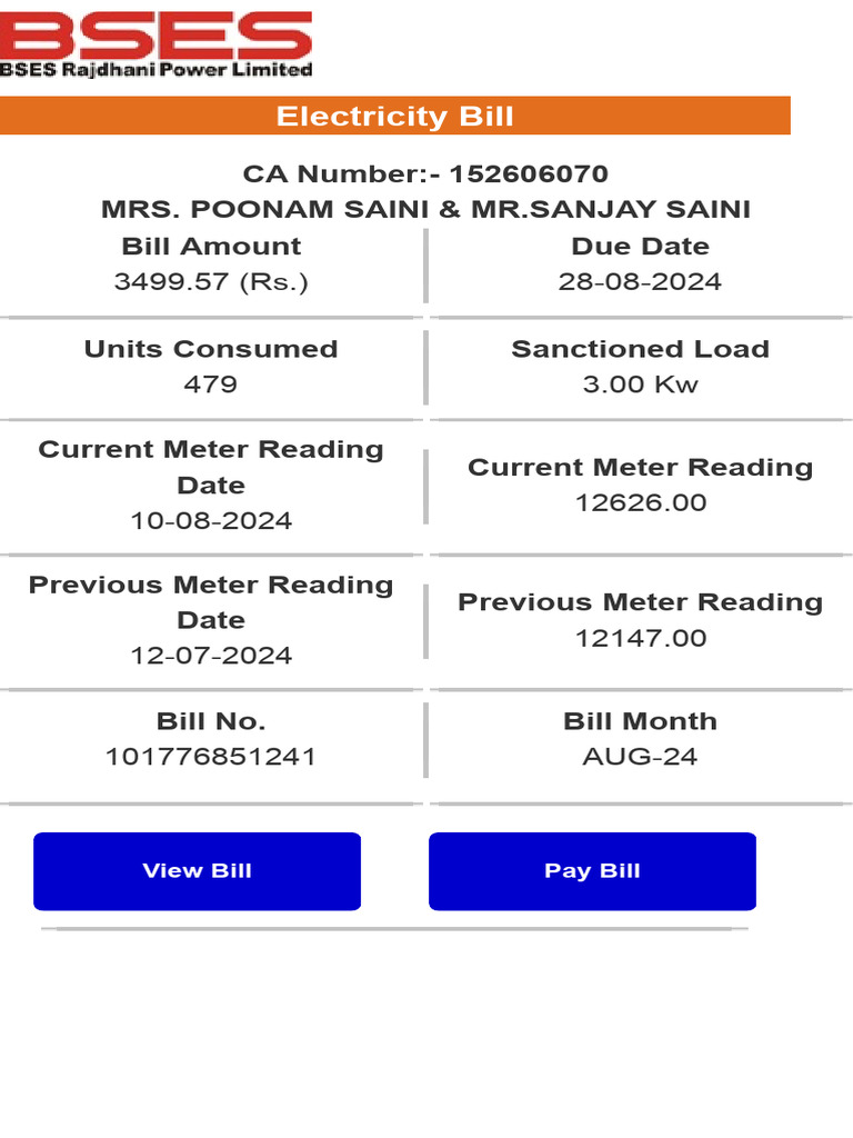 BRPL - Pay-View Bill | PDF