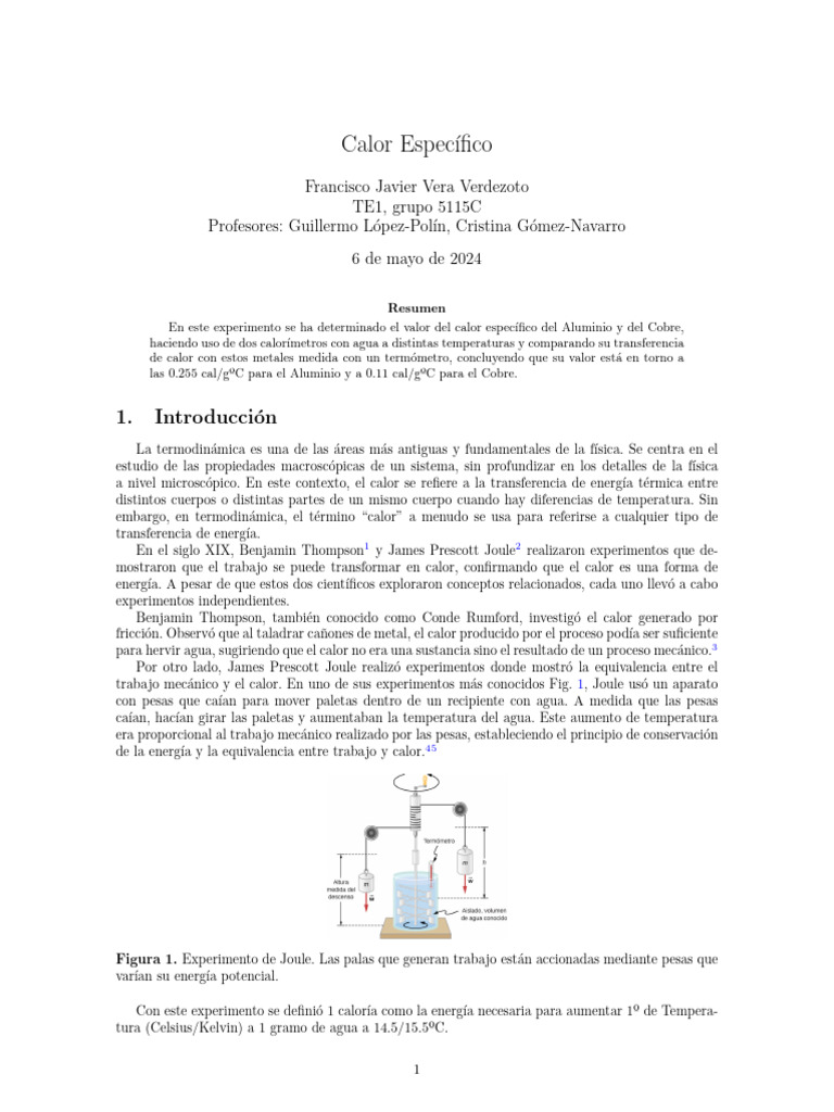 Calor Específico | PDF | Calor | Temperatura