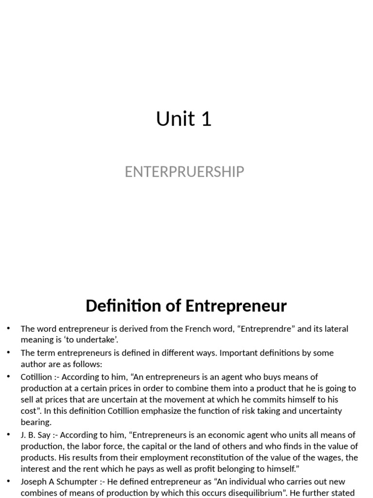 Unit 1 - Enterprenuership | PDF | Entrepreneurship | Motivation