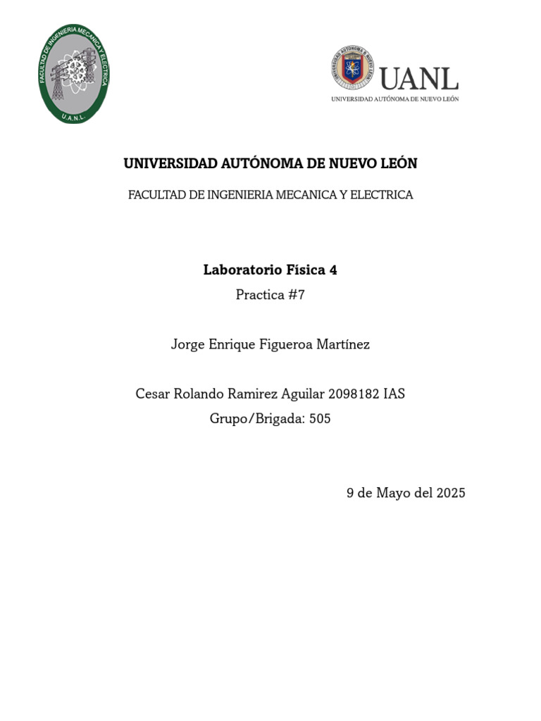 PRACTICA7_LABFISICA4 | PDF | Difracción | Ligero