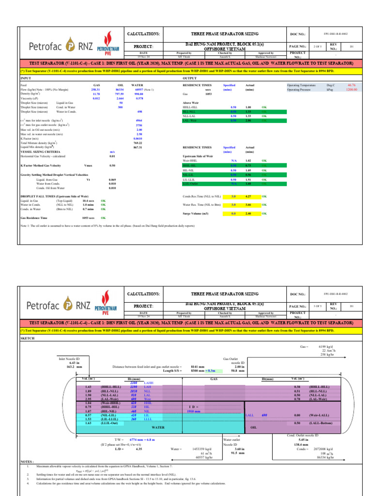 Test Separator V-1101-C-4 Sizing Analysis | PDF | Liquids | Statistical ...