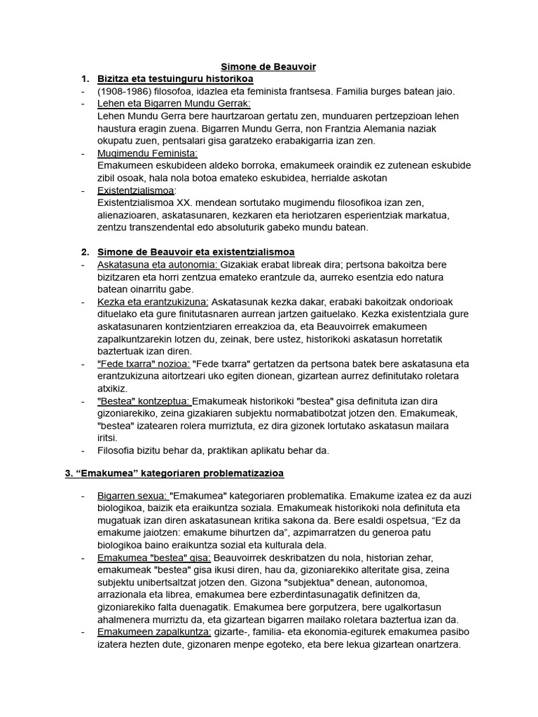 Simone de Beauvoir Eta Hannah | PDF