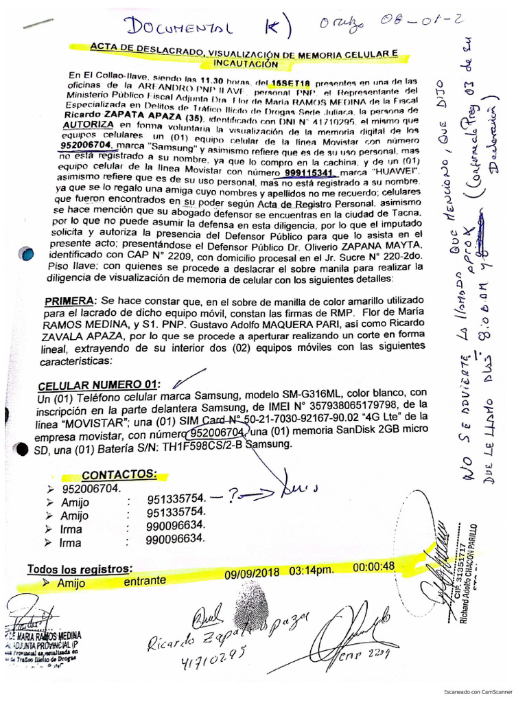 ACTA DE DESLACRADO DEL CELULAR 11111 | PDF