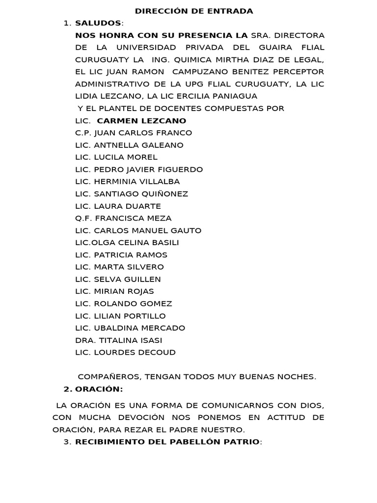 Programa Maestro de Ceremonias | PDF