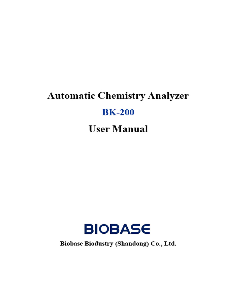 Automatic Chemistry Analyzer Manual | PDF | Power Supply