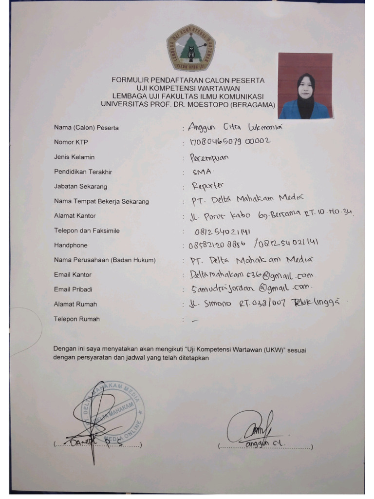 PDF Formulir Anggung | PDF