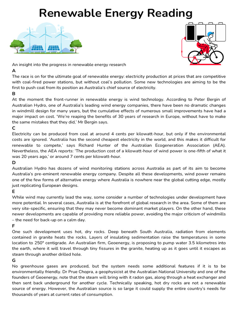 Renewable Energy Reading | PDF | Greenhouse Effect | Atmosphere Of Earth