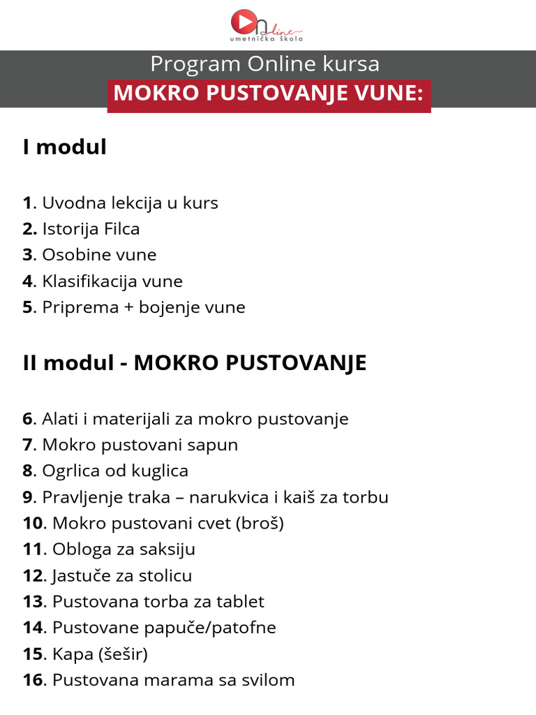 Program MOKRO PUSTOVANJE VUNE | PDF