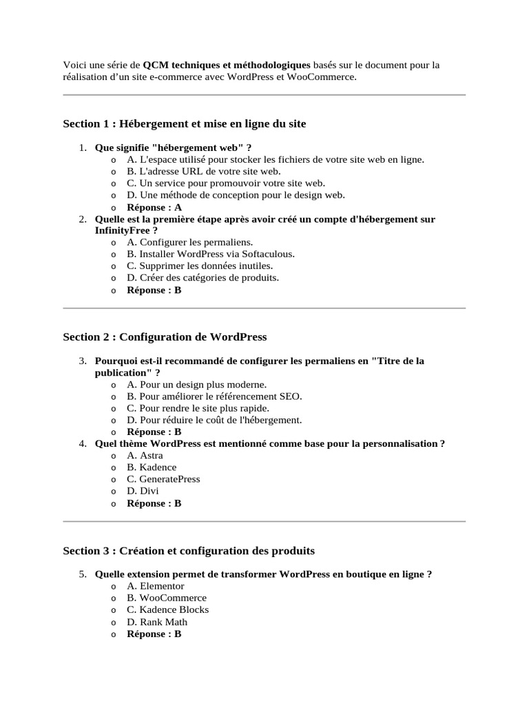 QCM SITE WEB | PDF | WordPress | Cookie (informatique)